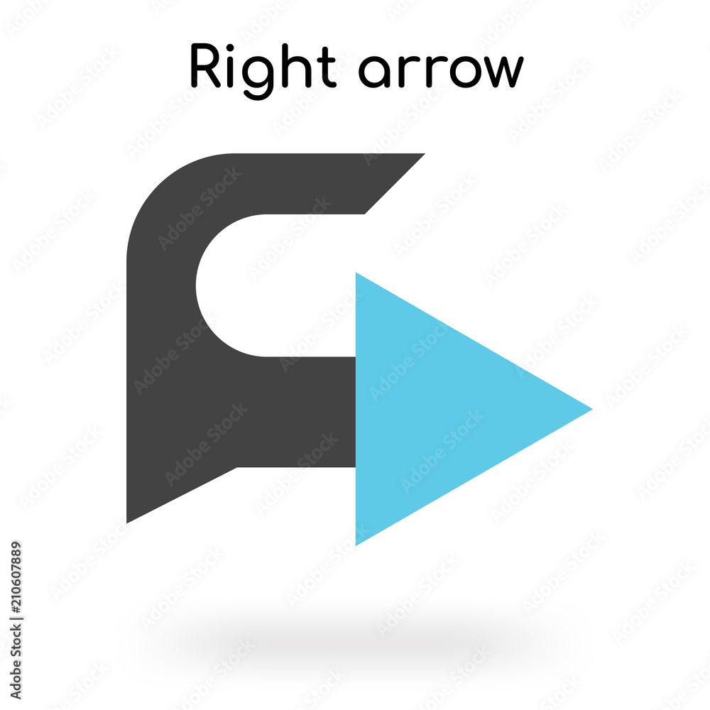Right arrow icon vector sign and symbol isolated on white background ...