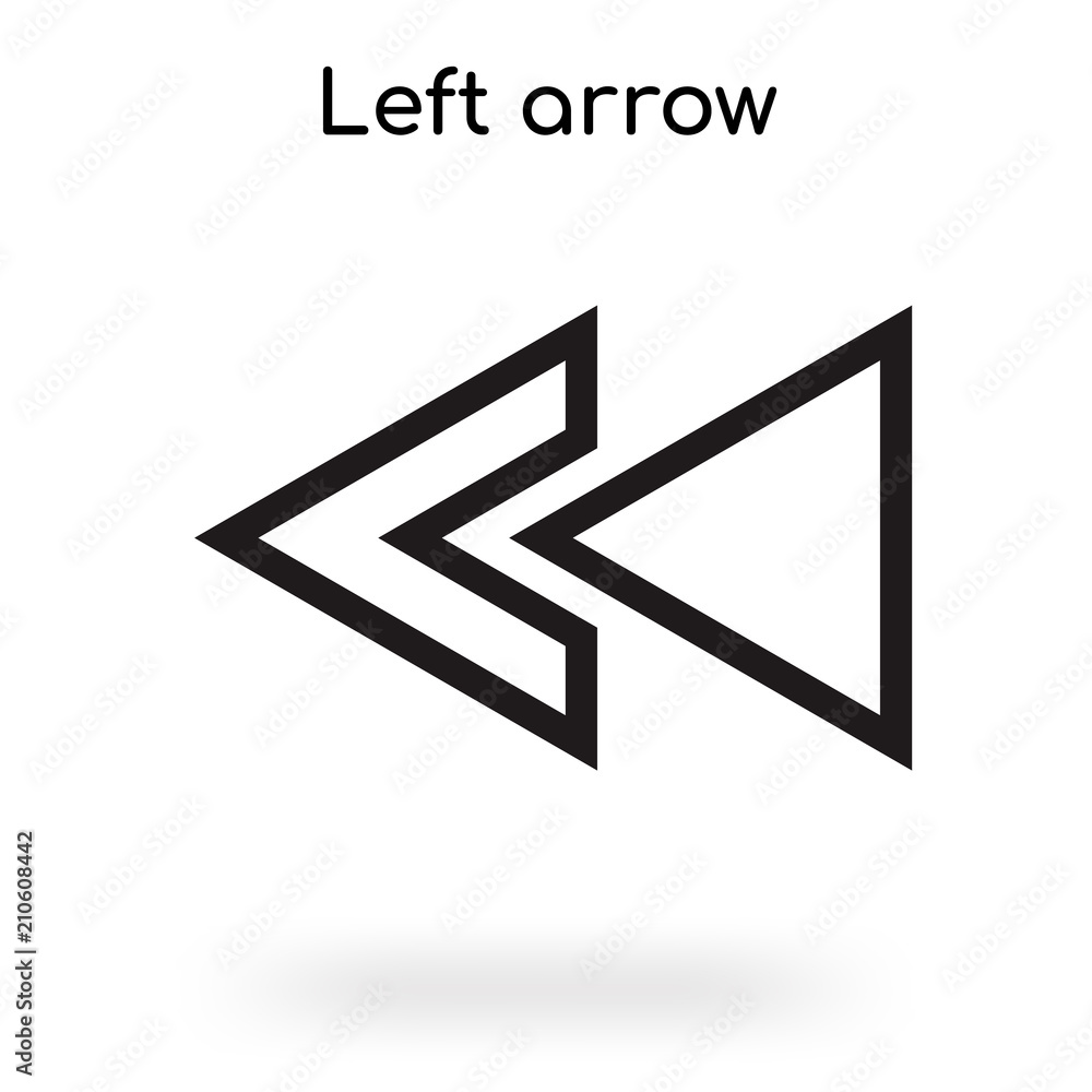 Left arrow icon vector sign and symbol isolated on white background ...