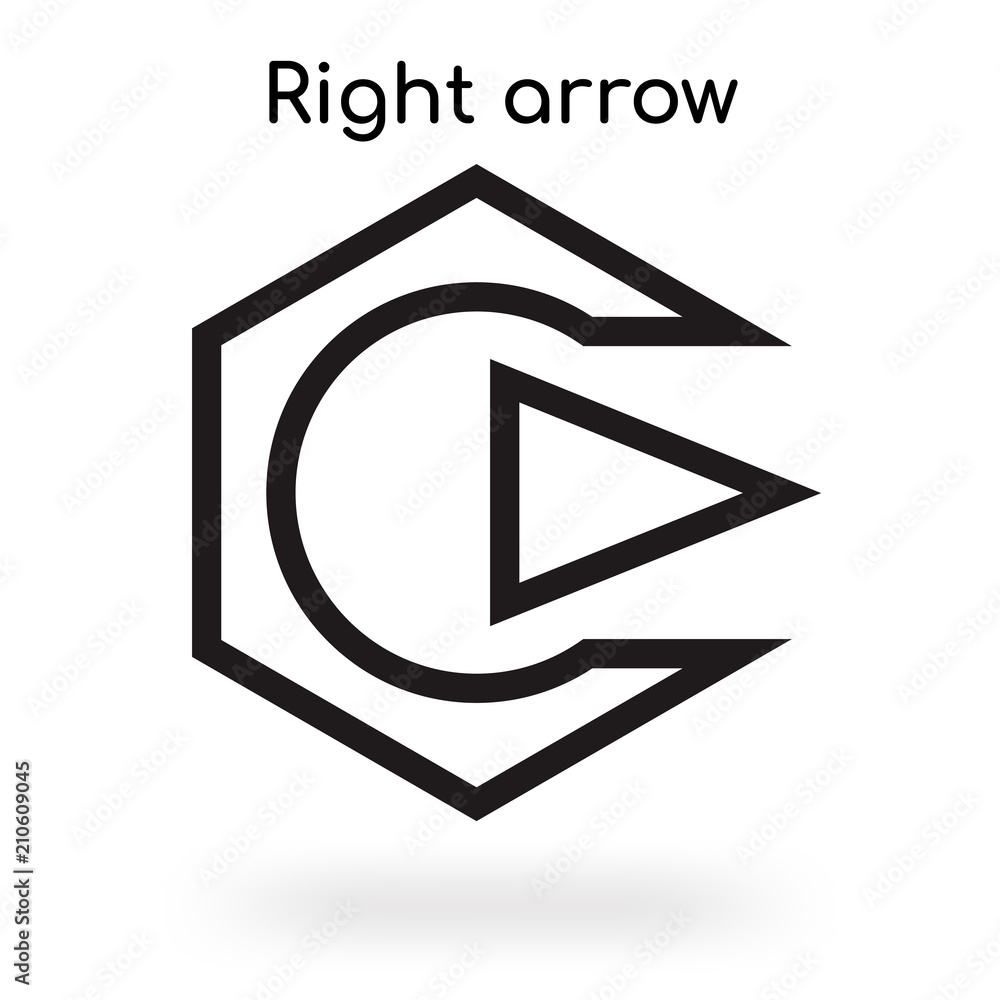 Right arrow icon vector sign and symbol isolated on white background ...