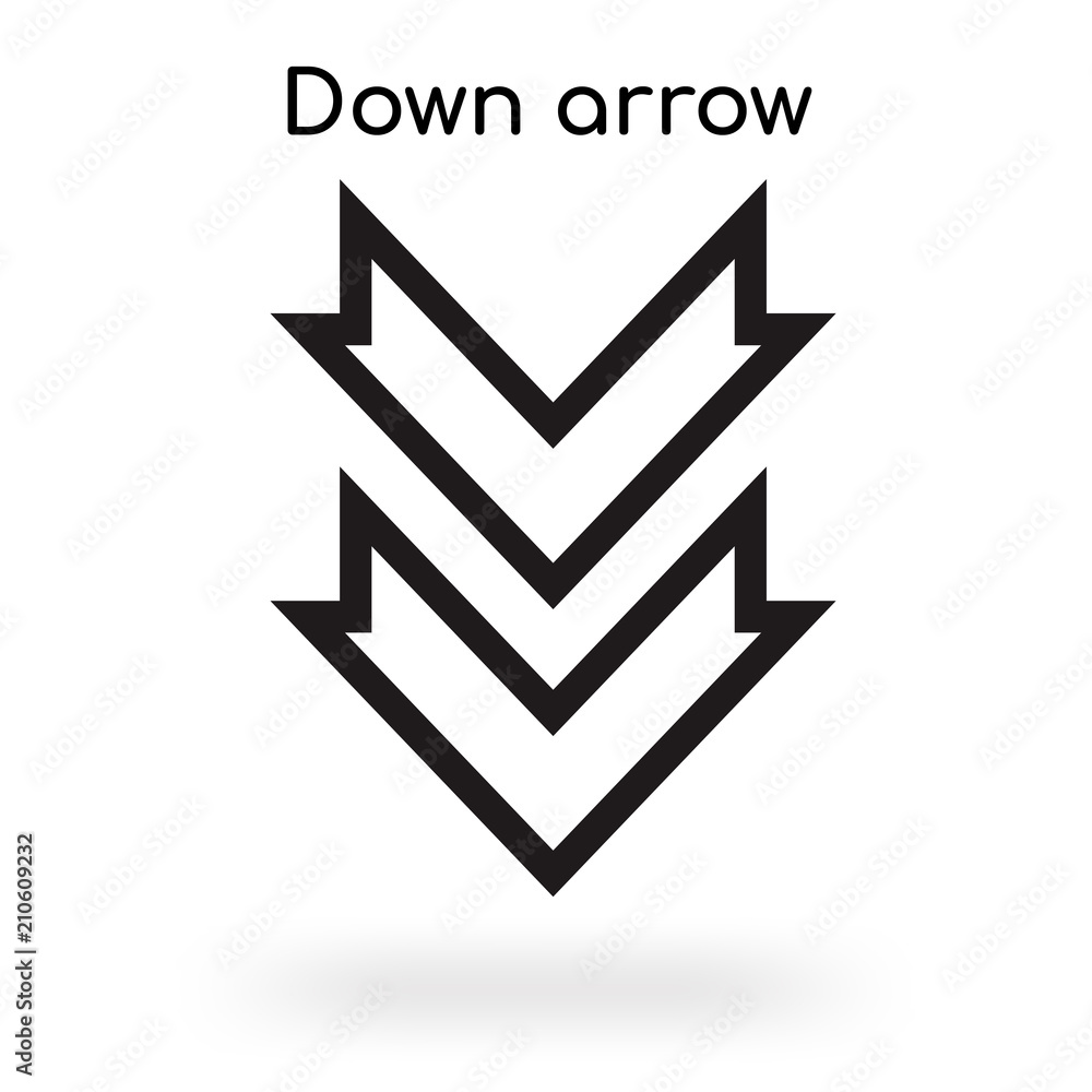 Down arrow icon vector sign and symbol isolated on white background ...