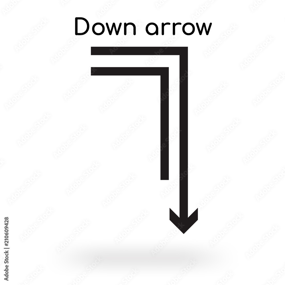 Down arrow icon vector sign and symbol isolated on white background ...