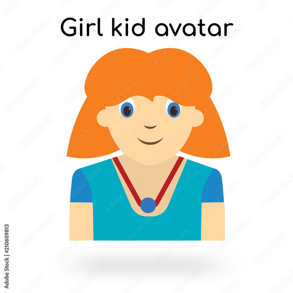 Girl kid avatar icon vector sign and symbol isolated on white ...