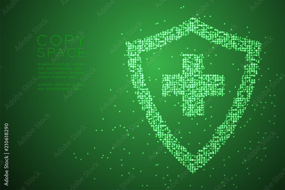 Abstract Geometric Bokeh circle dot pixel pattern Medical shield with ...