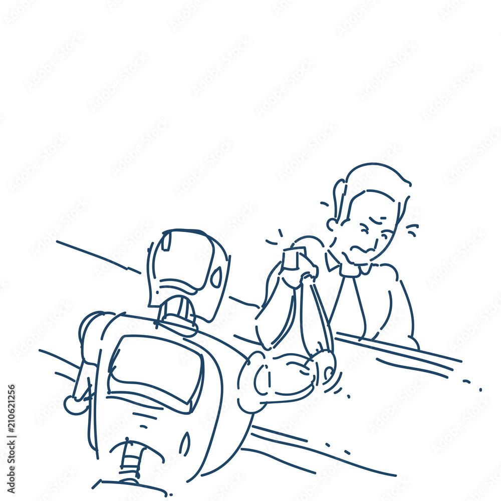 human and robot hand in action of arm wrestling fight artificial ...