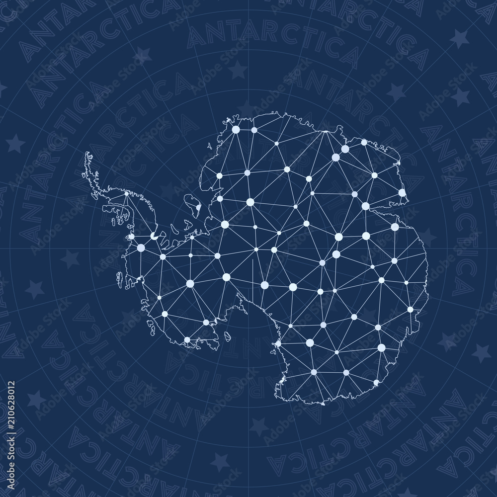 Vetor de Antarctica network, constellation style country map. Amusing ...