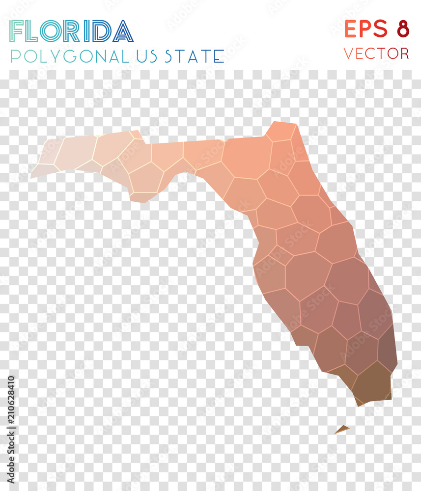 Florida polygonal map, mosaic style us state. Surprising low poly style ...