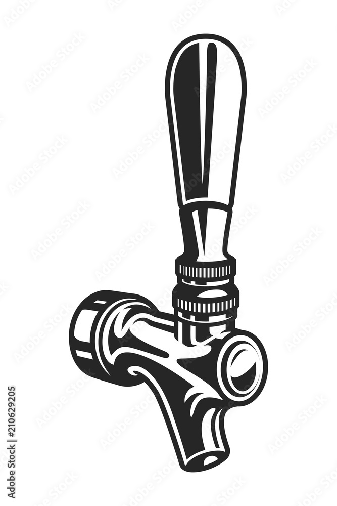 Photo & Art Print Vintage monochrome beer tap template, DGIM studio