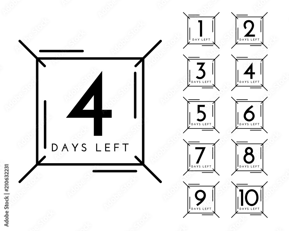 Number Of Days Left Badge In Line Style Stock Vector Adobe Stock