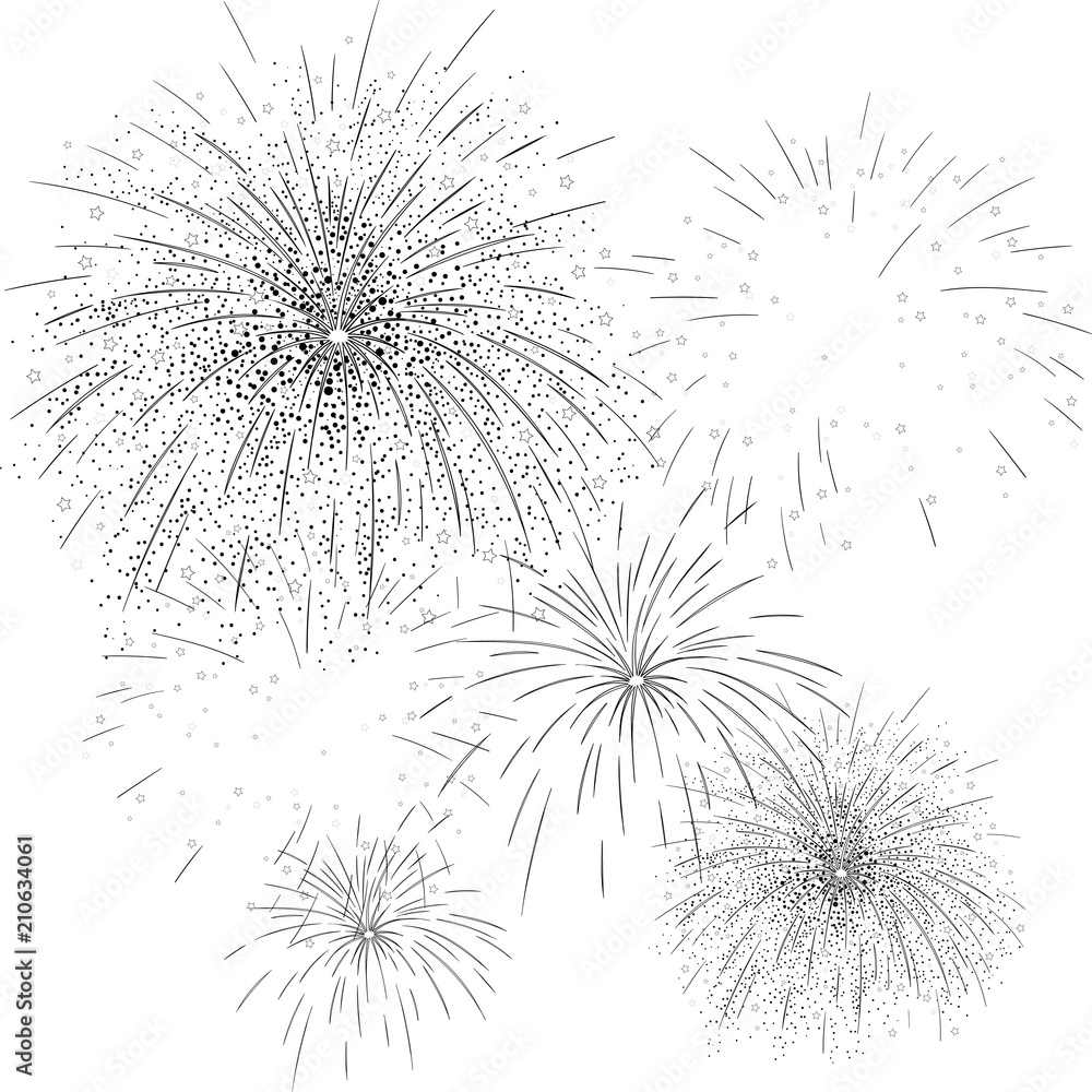 Black firework sketch on white background. Stock Vector | Adobe Stock