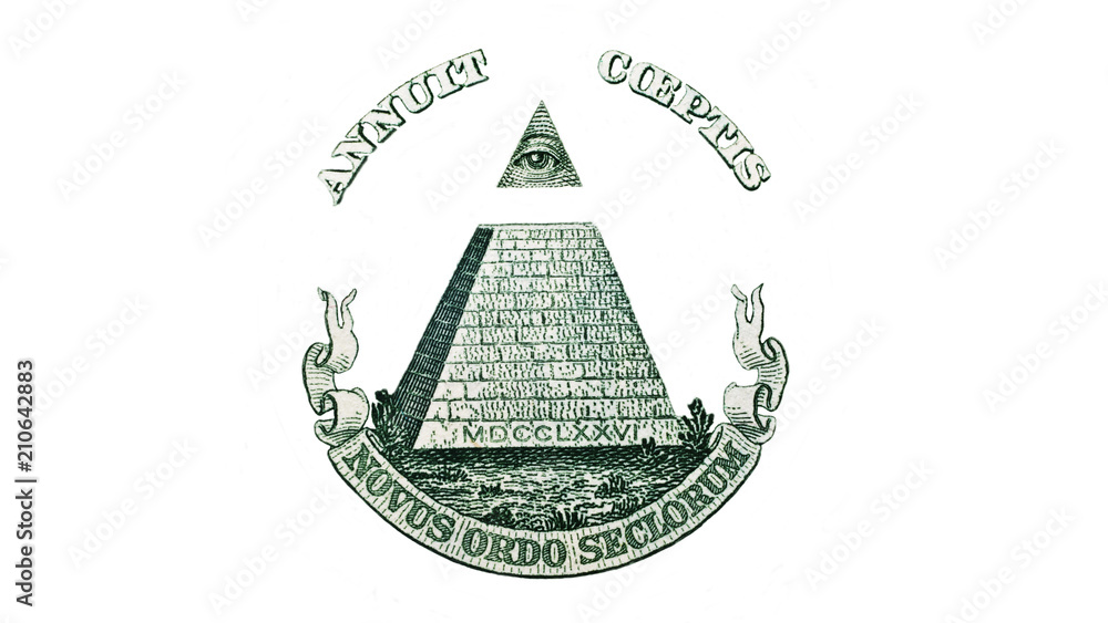 Dollar USA, pyramid, Eye of Providence. Extreme closeup.Macro. Pyramid ...