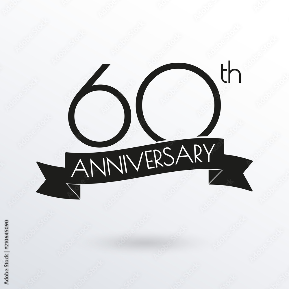 60 years anniversary logo with ribbon. 60th anniversary celebration ...