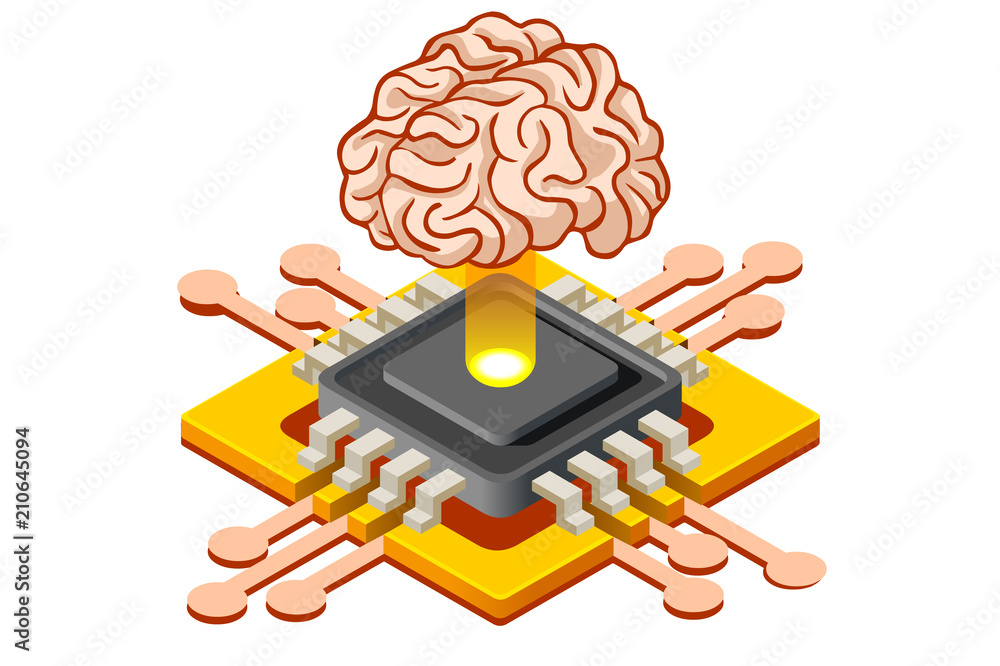 Learning machine mind, artificial intelligence banner. Application for ...