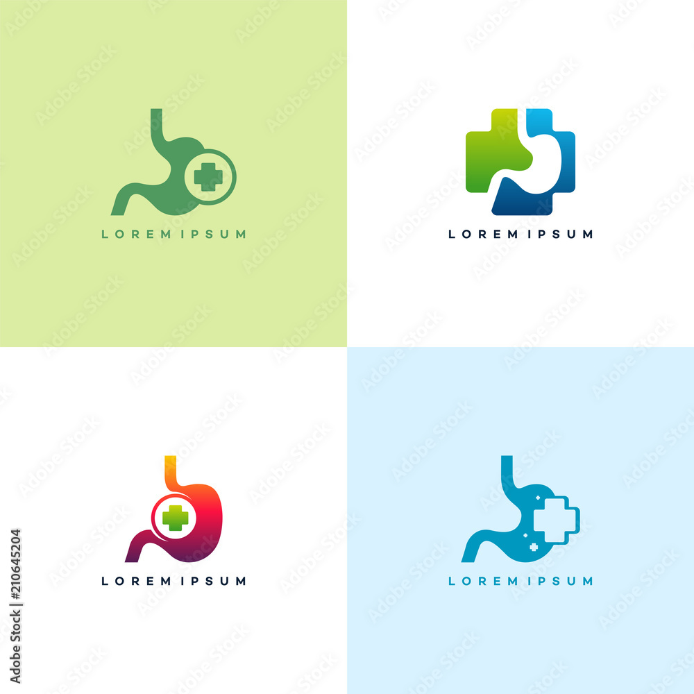 Set of Stomach logo symbol, Stomach Heal logo designs vector template ...