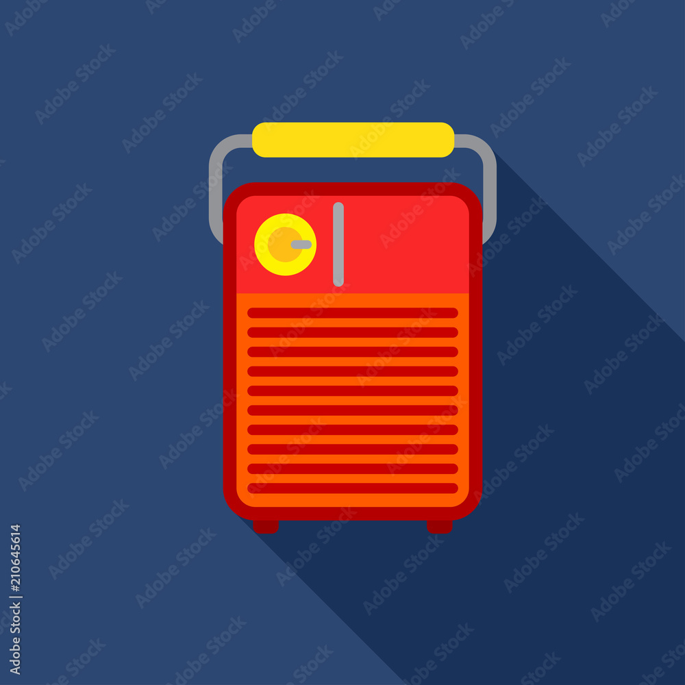 VINTAGE SPACE HEATER Illustrate red space heater on dark blue ...