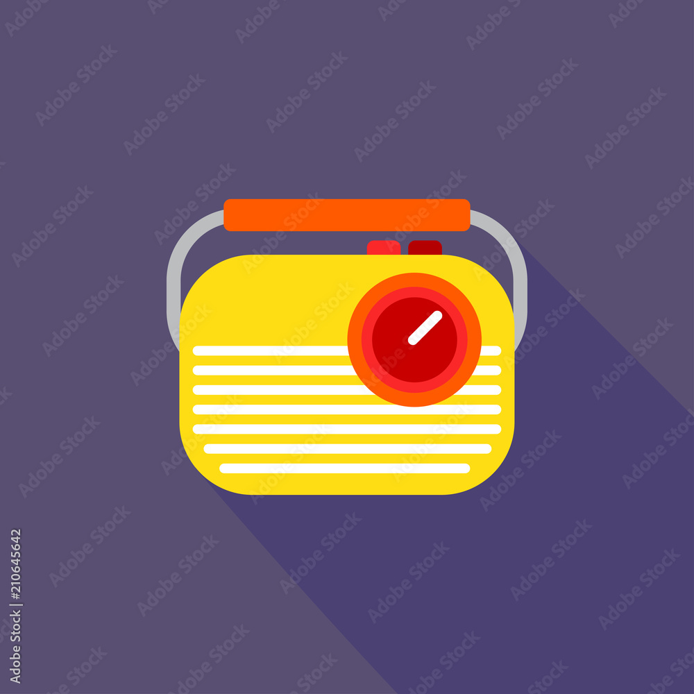 VINTAGE TRANSISTOR RADIO Illustrate yellow portable transistor radio on ...