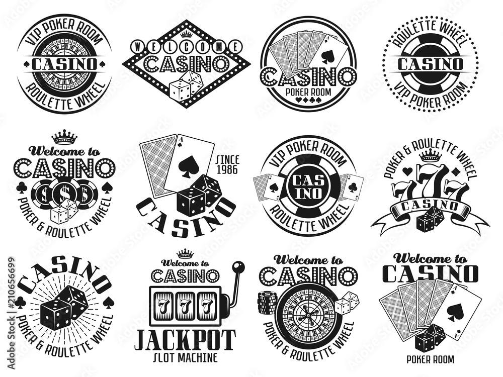 Casino and gambling vector emblems, labels, badges Stock Vector | Adobe ...