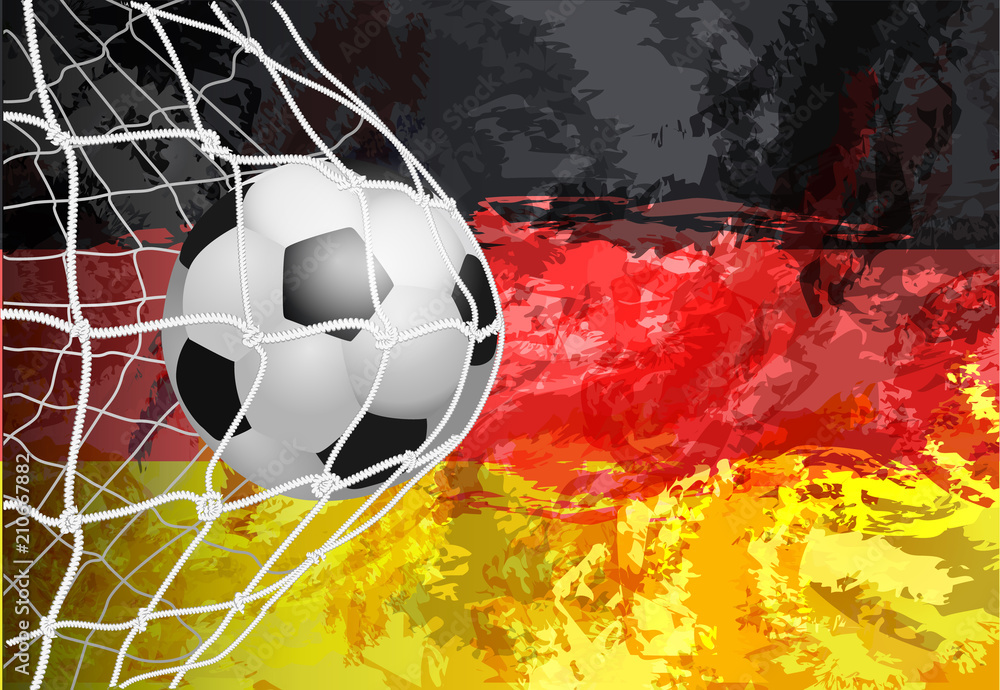 Soccer Goal. German flag with a soccer ball in a net. Stock Vector ...