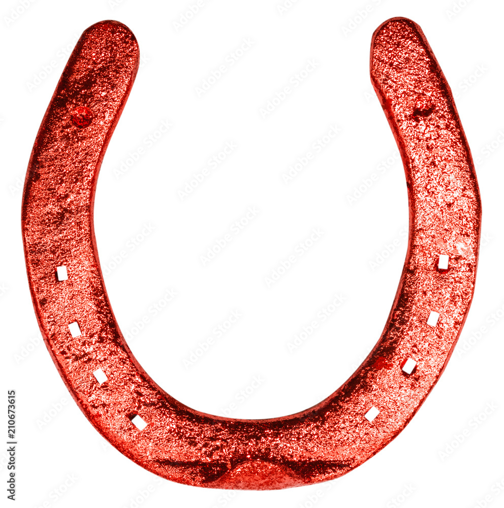 fer à cheval rouge, fond blanc Stock-Foto | Adobe Stock