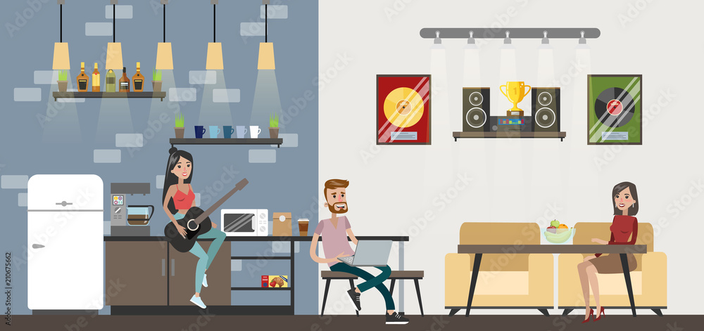 Sound recording studio. Stock Vector | Adobe Stock