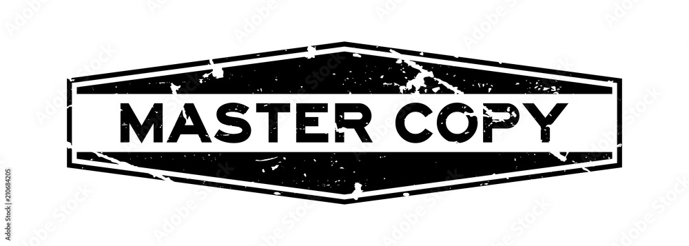 Grunge black master copy word hexagon rubber seal stamp on white ...