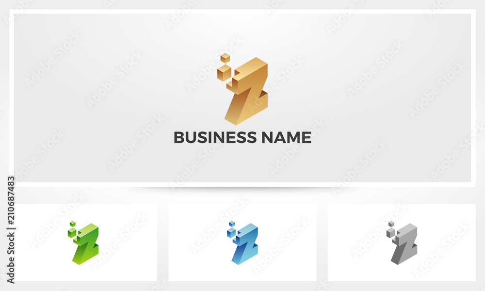 Letter Z Block Stack Build Logo Stock Vector | Adobe Stock