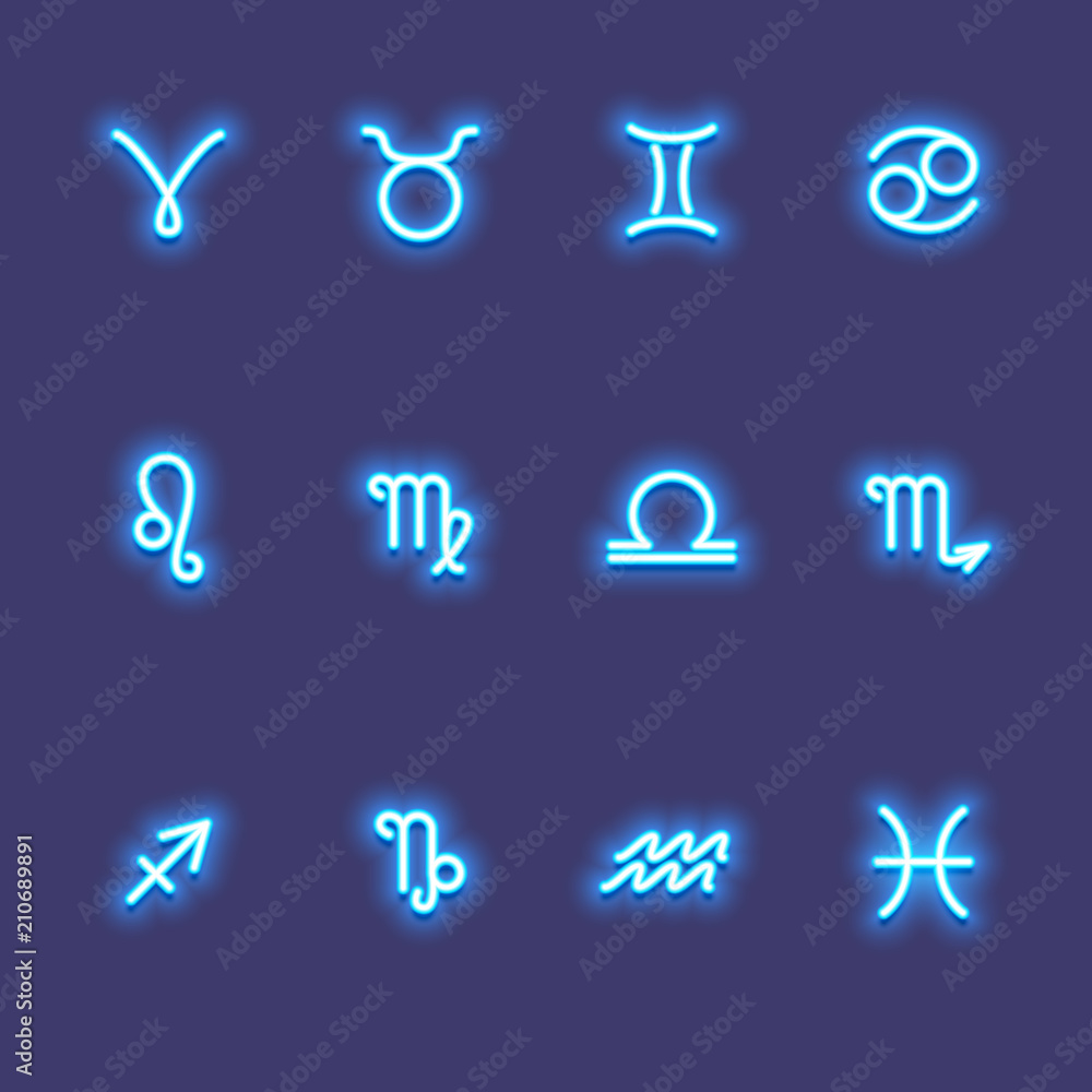 Zodiac signs icons, horoscope symbols set, vector illustration Stock ...