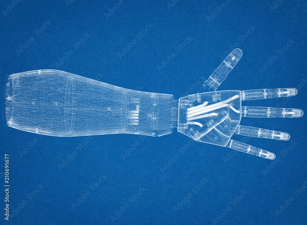 Robotic hand Architect Blueprint Stock Illustration | Adobe Stock