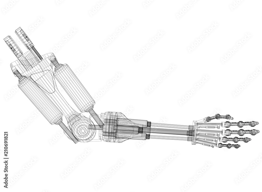 Robotic Arm Concept Architect Blueprint - isolated Stock Illustration ...