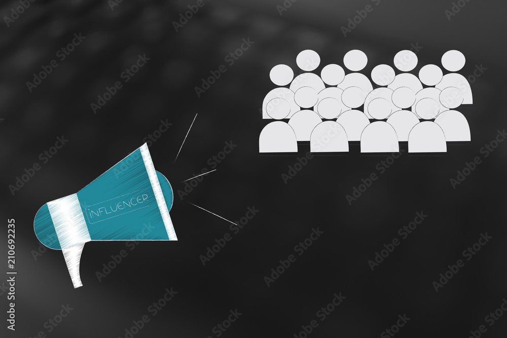 megaphone diffusing messages to an audience Stock Illustration | Adobe ...