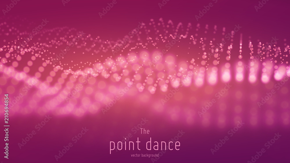 Vetor de Vector abstract particle wave, points array with shallow depth ...