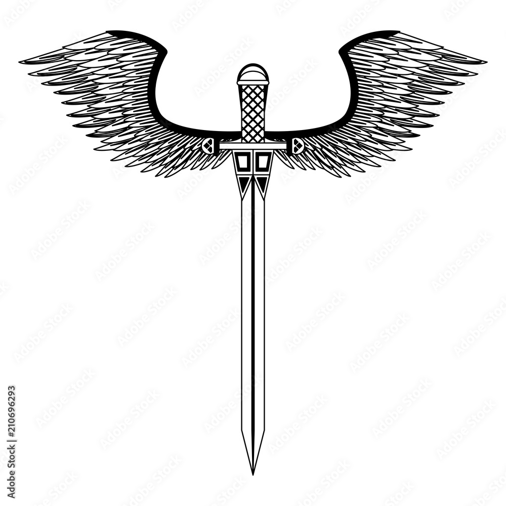Sword weapon with wings vector illustration graphic design Stock Vector ...