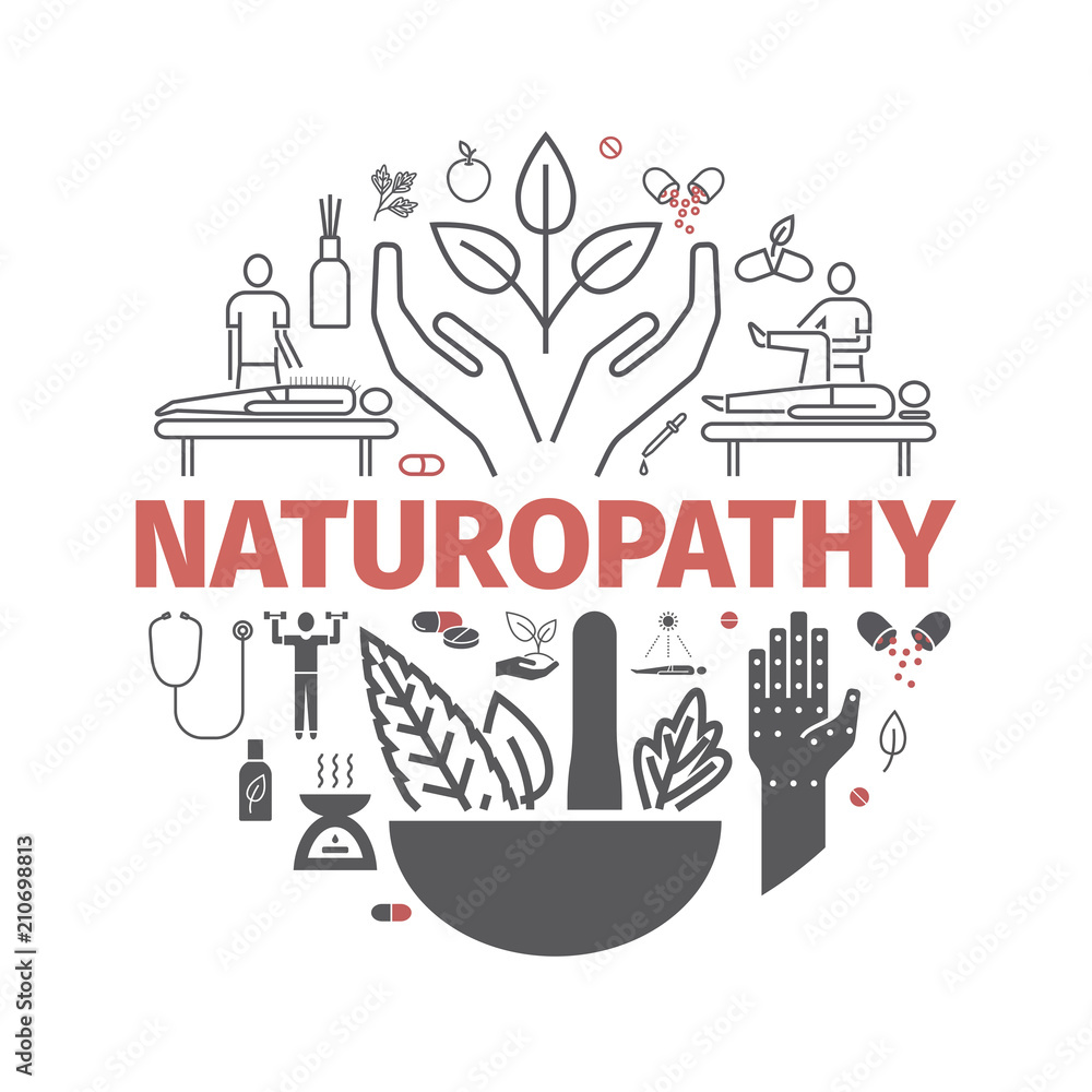 Alternative Medicine icons set. Naturopathy sign. Vector illustration ...