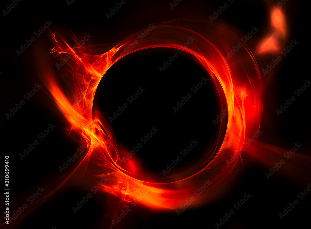 Red circle of fire on a black background Stock Illustration | Adobe Stock
