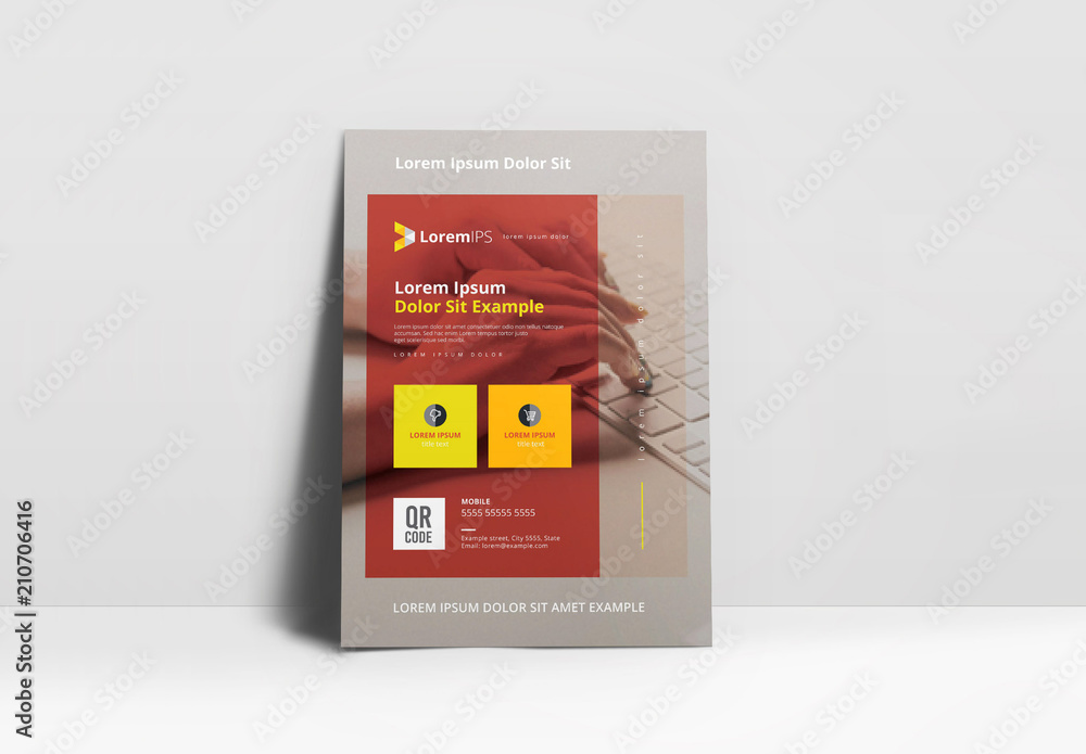 Flyer Layout with Red Photo Overlay Stock Template | Adobe Stock