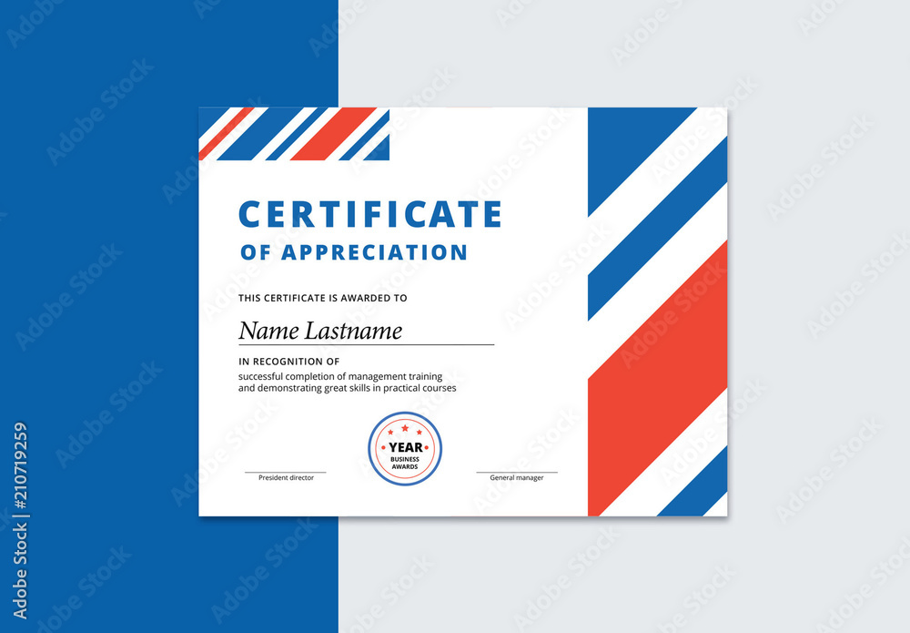 Award Certificate Layout with Abstract Accents Stock Template | Adobe Stock