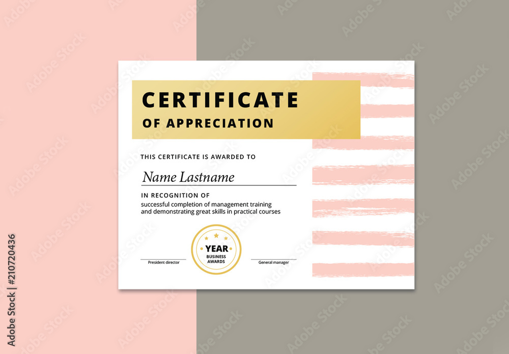 Award Certificate Layout with Abstract Accents Stock Template | Adobe Stock