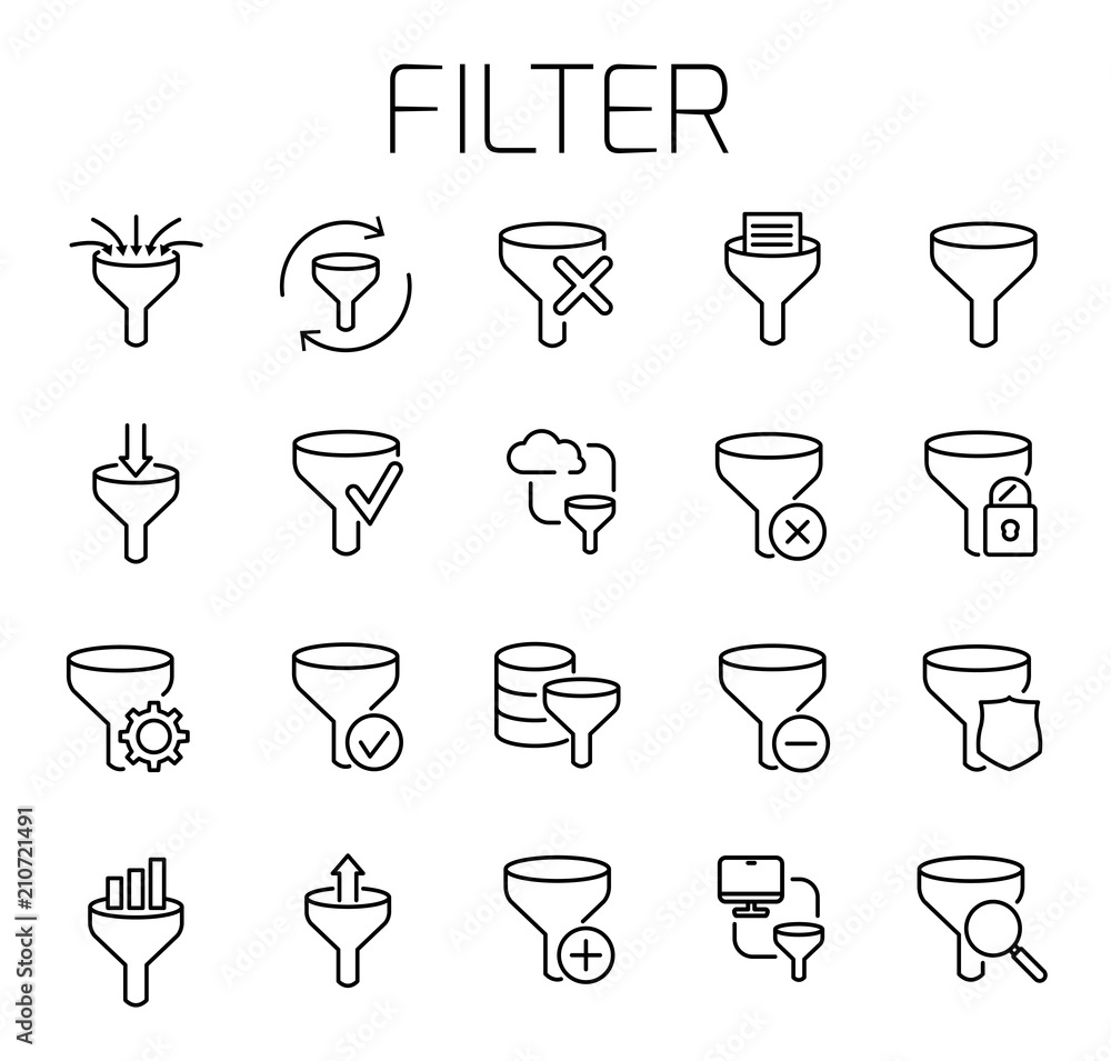 Filter related vector icon set Stock Vector | Adobe Stock