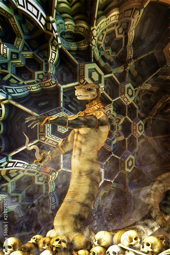 Snake alien inside a techological structure Stock Illustration | Adobe ...