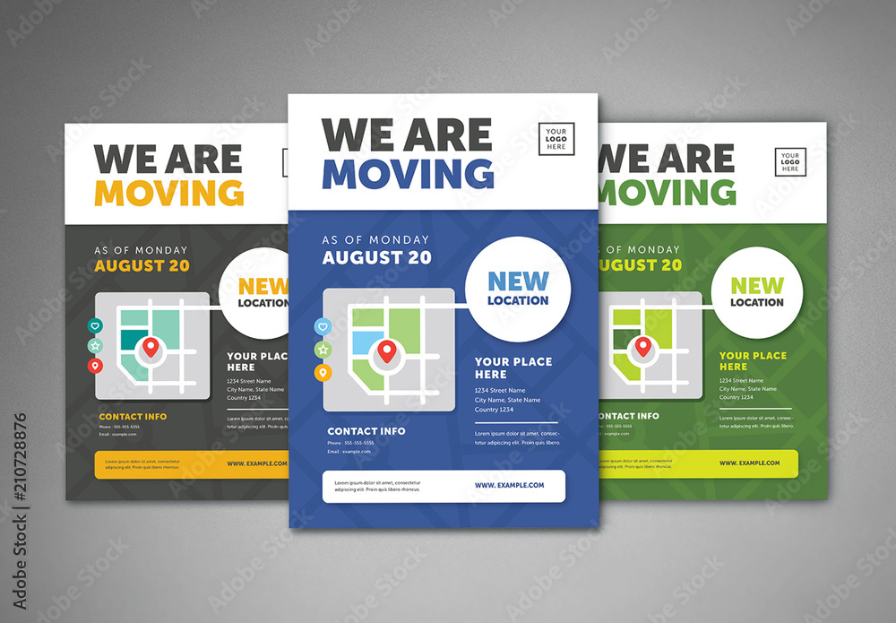 Moving Announcement Layout with Map Illustration Stock Template | Adobe ...