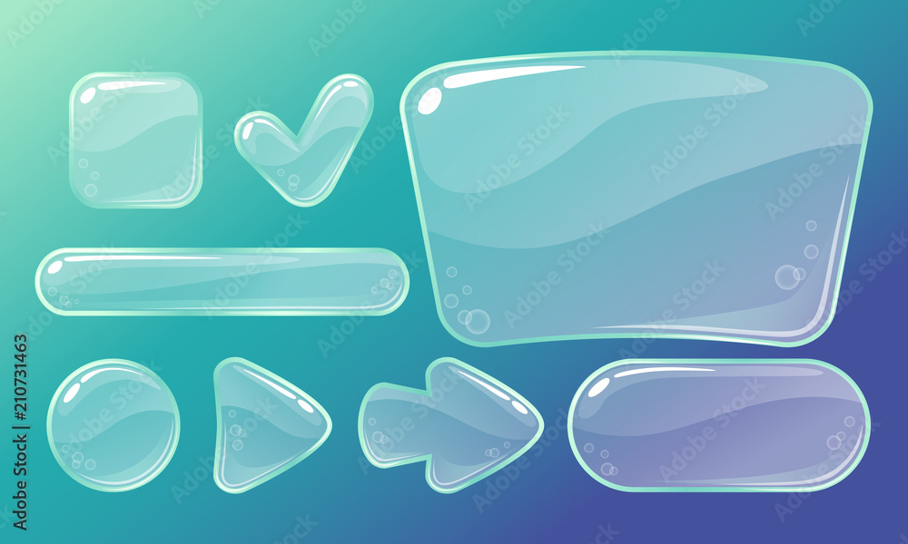 Transparent GUI buttons. Game user inteface Stock Vector | Adobe Stock