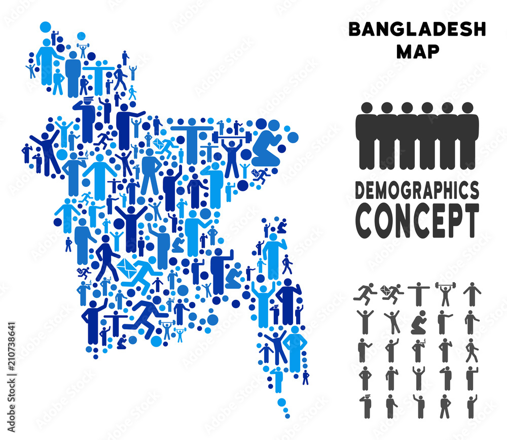 Vector population Bangladesh map. Demography composition of Bangladesh ...