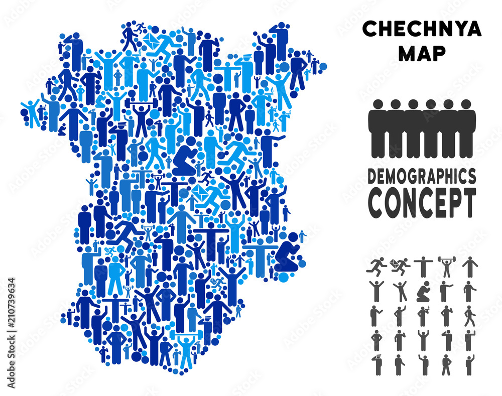 Vector population Chechnya map. Demography abstraction of Chechnya map ...