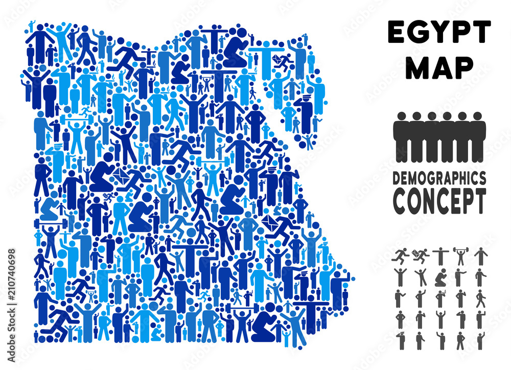 Vector population Egypt map. Demography abstraction of Egypt map ...