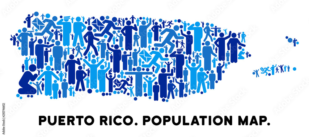 Vector population Puerto Rico map. Demography collage of Puerto Rico ...