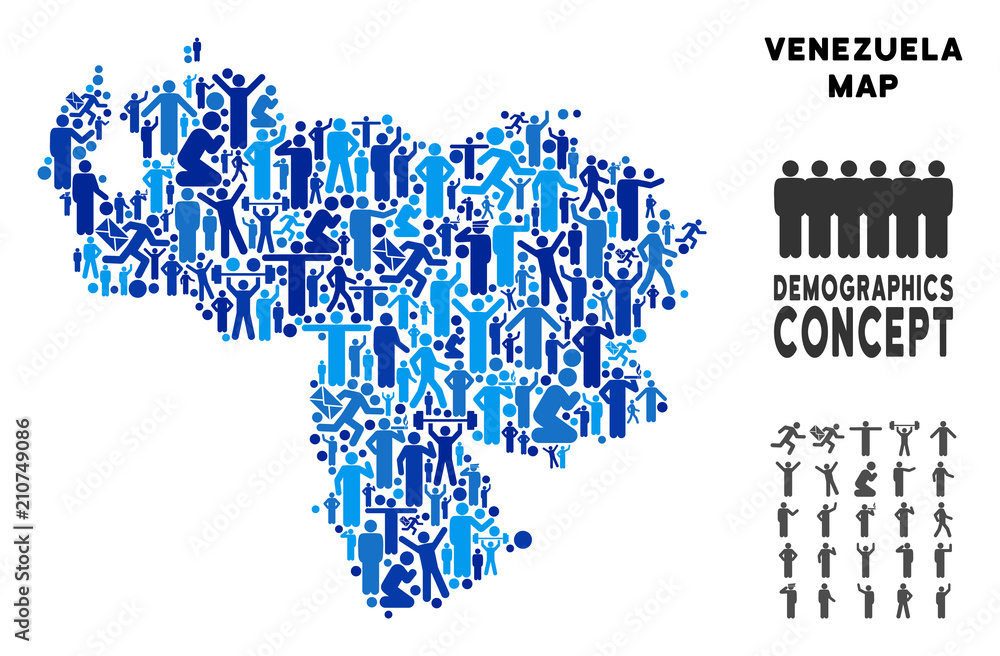 Vector population Venezuela map. Demography collage of Venezuela map ...