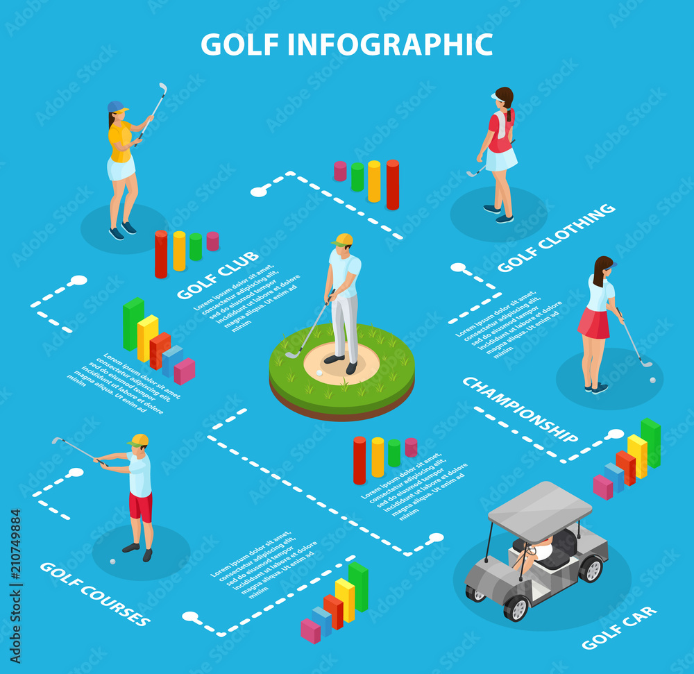 Isometric Golf Game Infographic Concept Stock Vector | Adobe Stock
