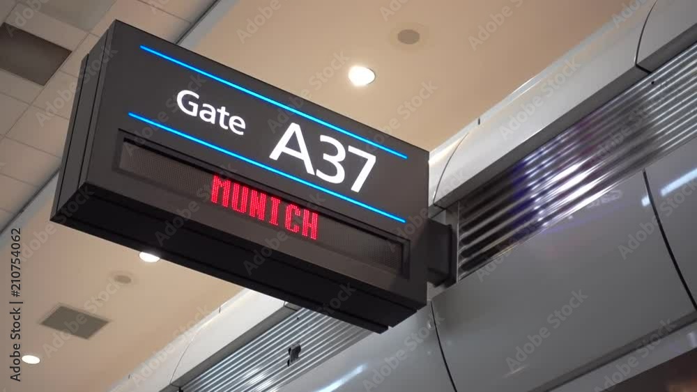 Low angle, airline gate entrance to Munich, Germany Stock ビデオ | Adobe Stock