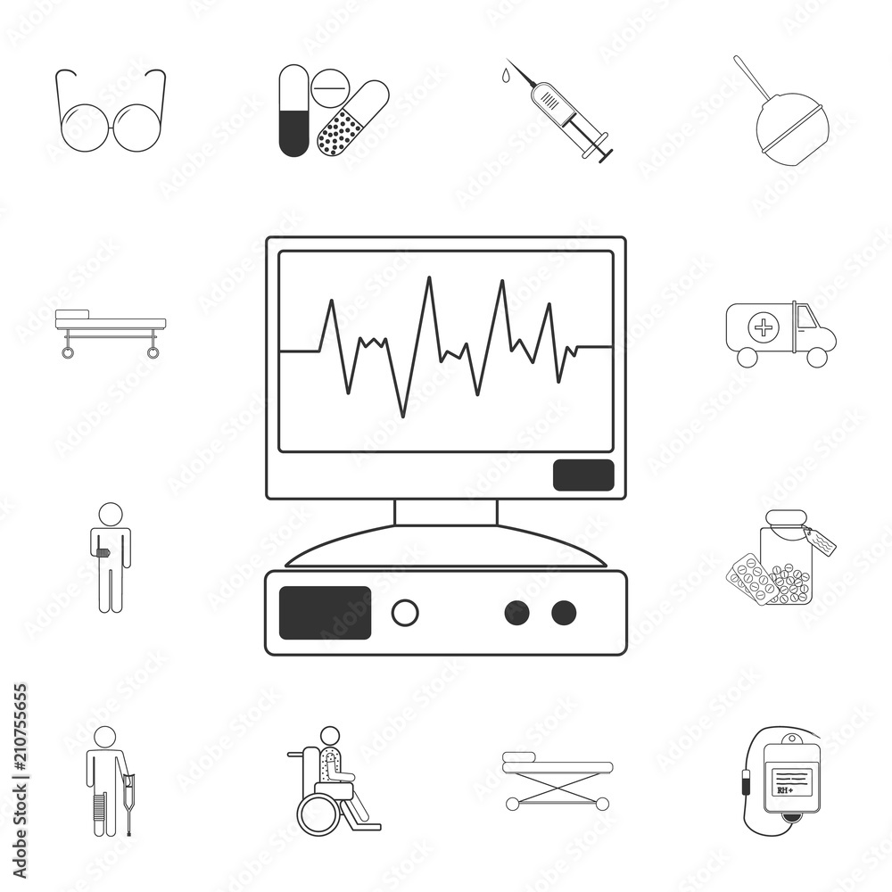 Monitor with palpitation icon. Simple element illustration. Monitor ...
