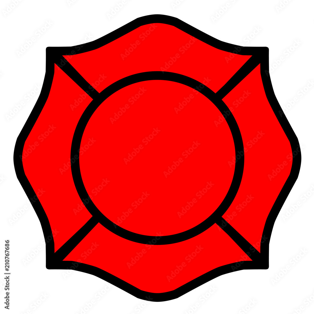 Firefighter Emblem St Florian Maltese Cross Black Outline Stock Vector ...
