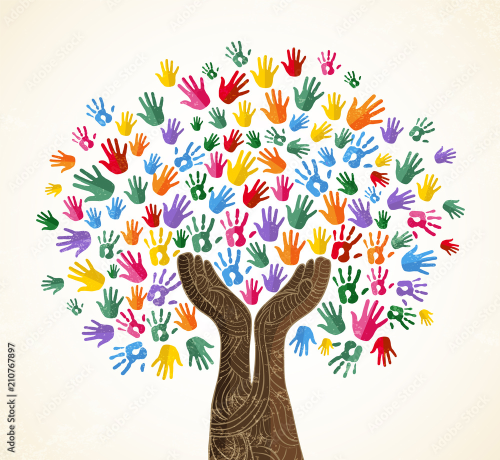 Human hand tree for culture diversity concept Stock Vector | Adobe Stock